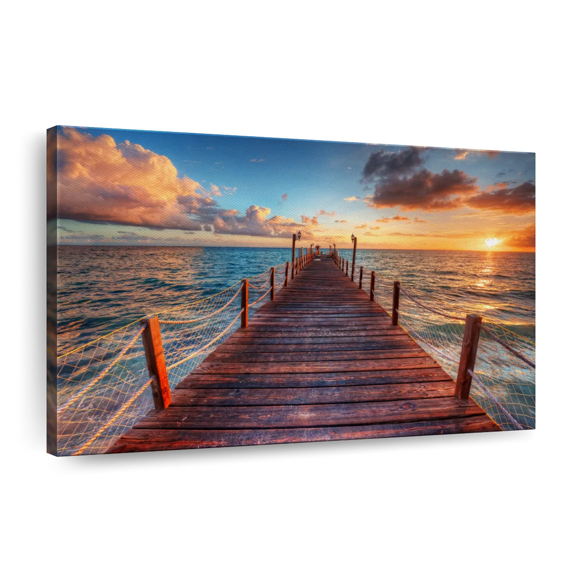 Elephant Stock Sunset Over Sea Dock Canvas Print On Canvas Print | Wayfair